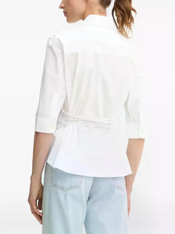 Miss Sixty Pointed Collar Three-quarter Sleeve Shirt With Tie Detail