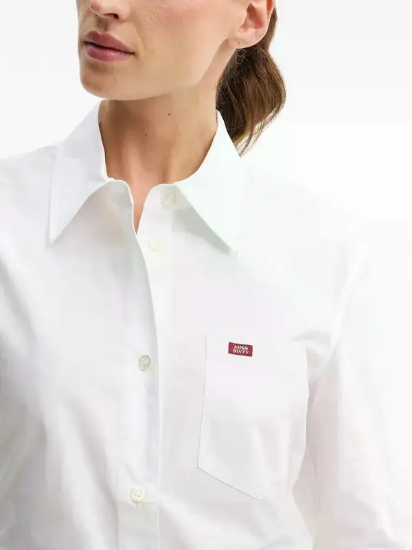 Miss Sixty Pointed Collar Three-quarter Sleeve Shirt With Tie Detail