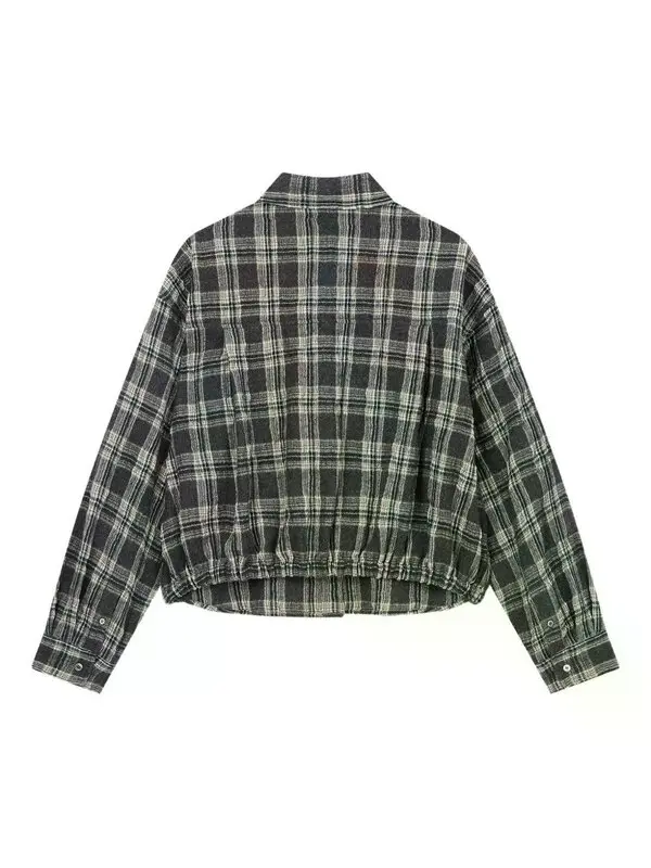 STUDIO TOMBOY Elasticated-hem Checkered Shirt - Grey
