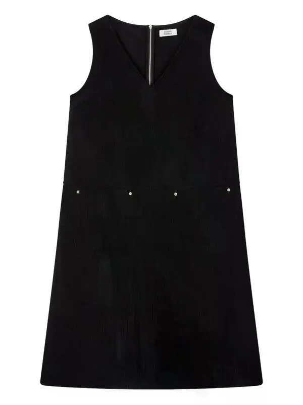 STUDIO TOMBOY Corduroy V-neck Mini Dress - Black