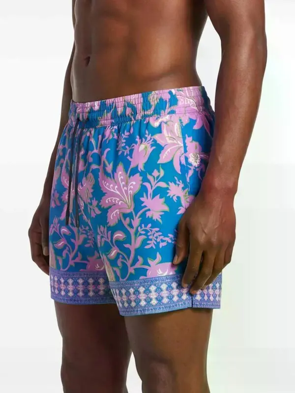 Etro Floral-print Trim Swim Shorts