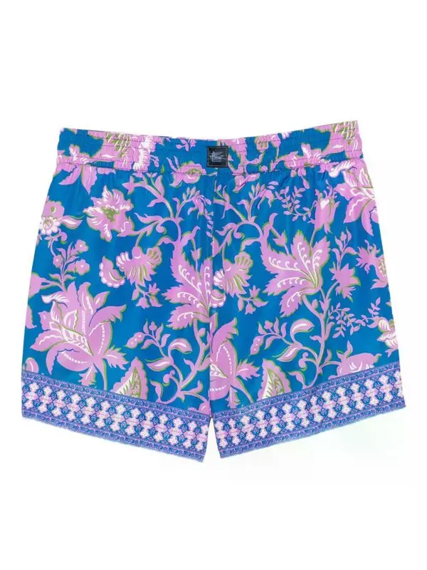 Etro Floral-print Trim Swim Shorts