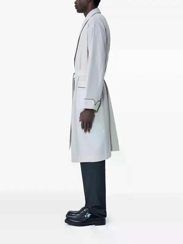 Prada Belted Accent-trim Single-breasted Coat