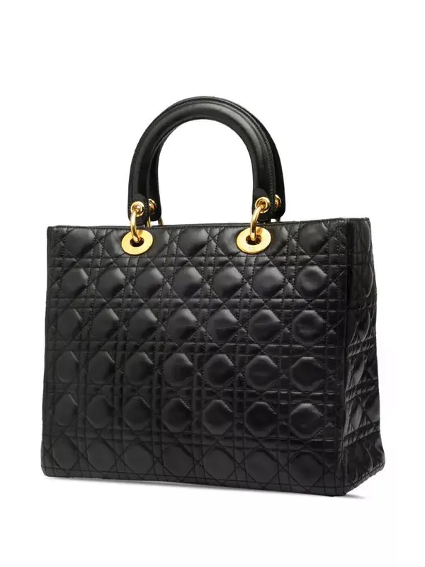 Dior 1997 Lambskin Cannage Lady Satchel - Black