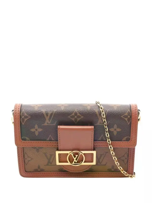 LOUIS VUITTON 2019 Monogram Reverse Dauphine Wallet On Chain - Brown