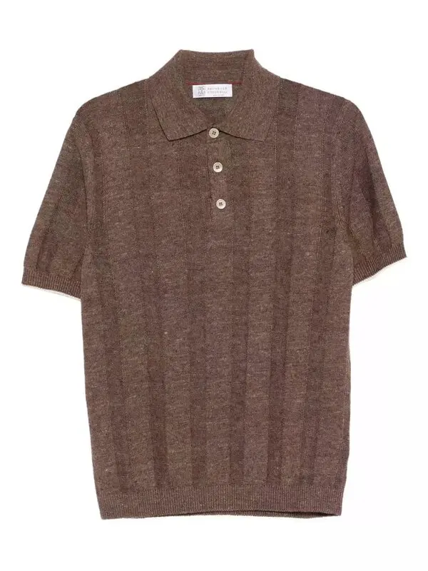 Brunello Cucinelli Ribbed Polo Shirt - Brown