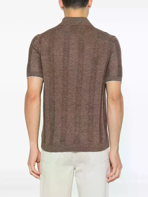 Brunello Cucinelli Ribbed Polo Shirt - Brown