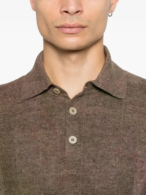 Brunello Cucinelli Ribbed Polo Shirt - Brown