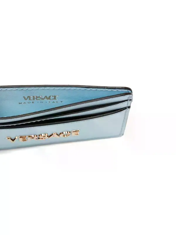 Versace Logo-lettering Leather Cardholder - Blue