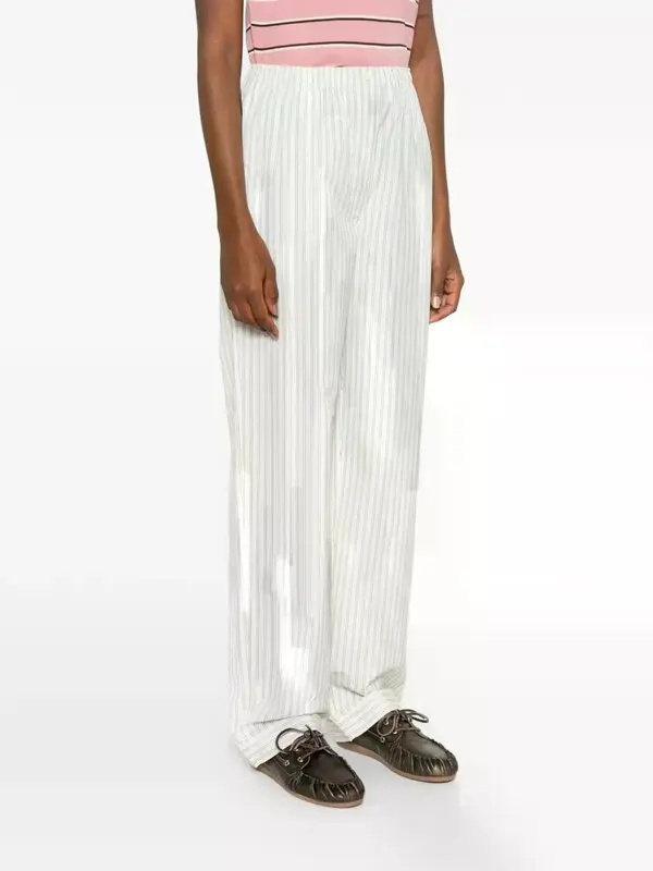 Miu Miu Striped Poplin Wide-leg Pajama Trousers - Neutrals