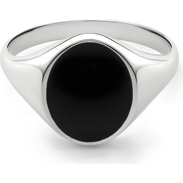 Miansai Heritage Signet Ring - Sterling Silver/black