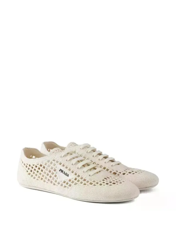 Prada Crochet Lace-up Sneakers