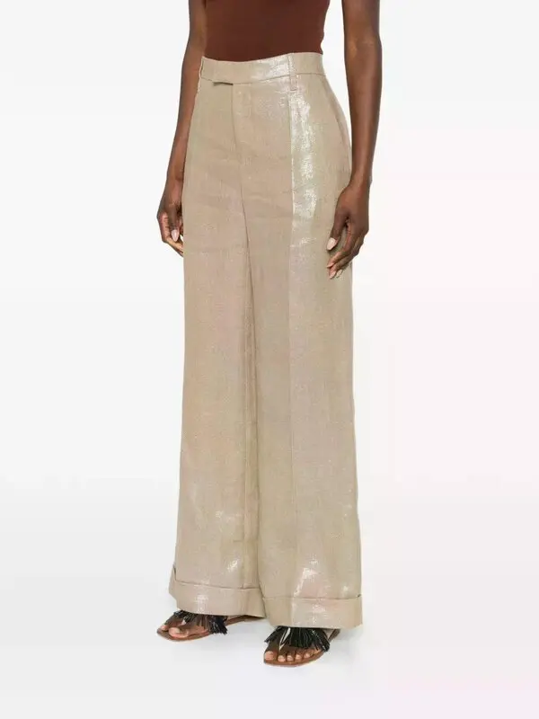 Brunello Cucinelli Lurex Wide Leg Trousers - Neutrals