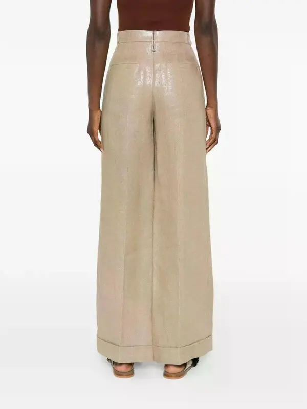 Brunello Cucinelli Lurex Wide Leg Trousers - Neutrals