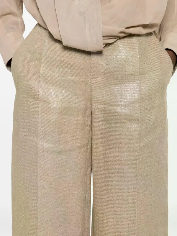 Brunello Cucinelli Lurex Wide Leg Trousers - Neutrals