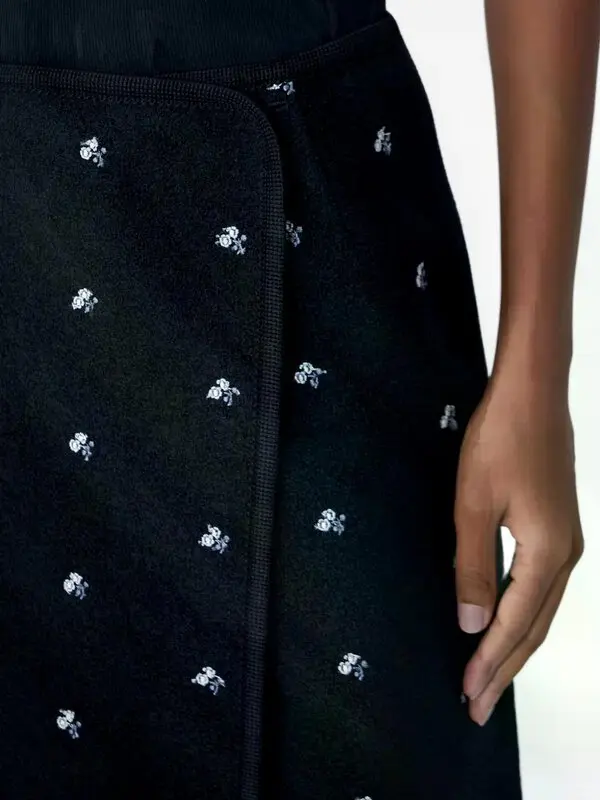 RIER Walker Embroidered Wrap Skirt