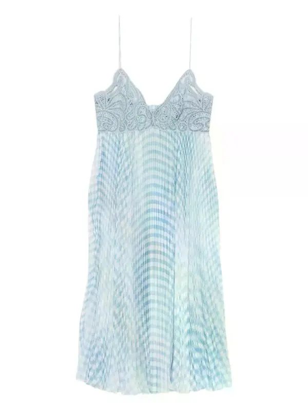 Ermanno Scervino Lace Pleated Midi Dress - Blue