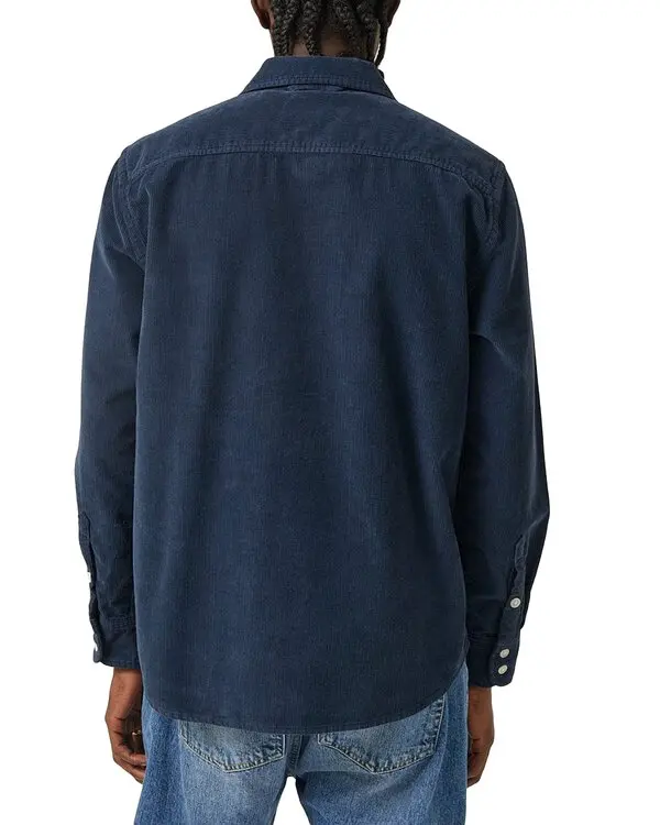 CORRIDOR Corduroy Long Sleeve Button Front Shirt - Navy
