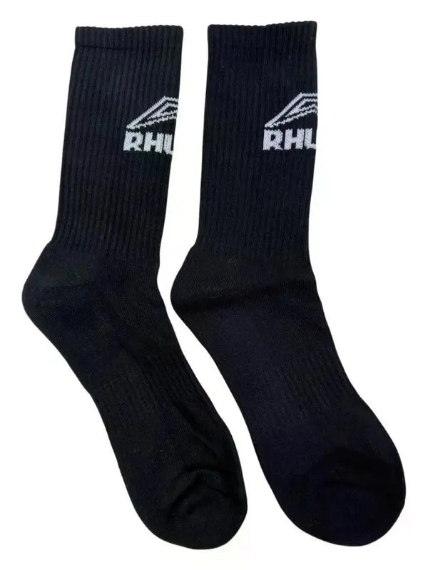 Rhude Logo-intarsia Socks - Black