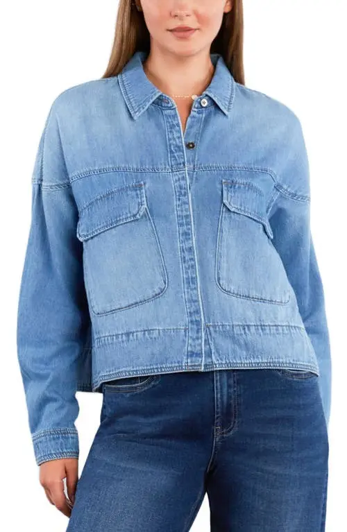 WASH LAB DENIM Boxy Denim Button-up Shirt