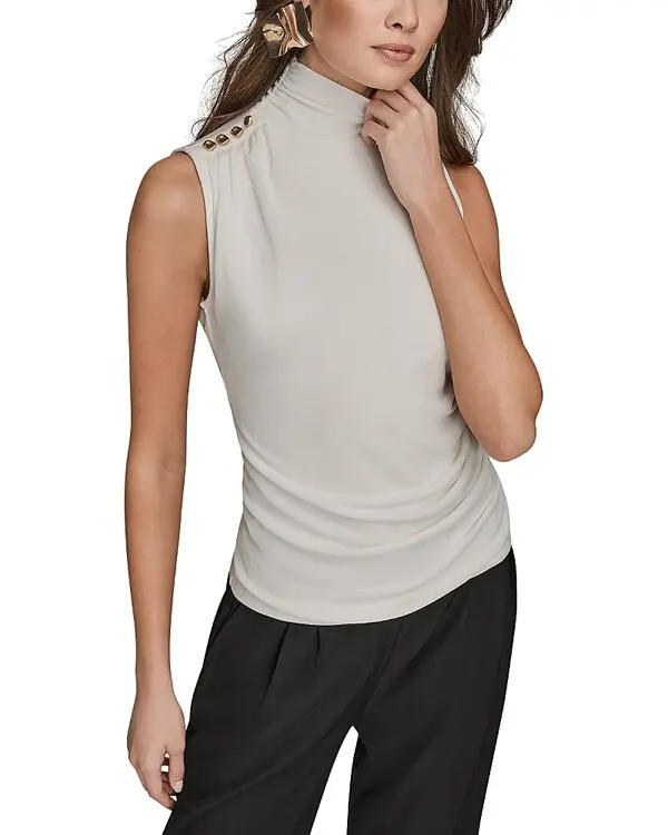Donna Karan New York Draped Button Trim Top