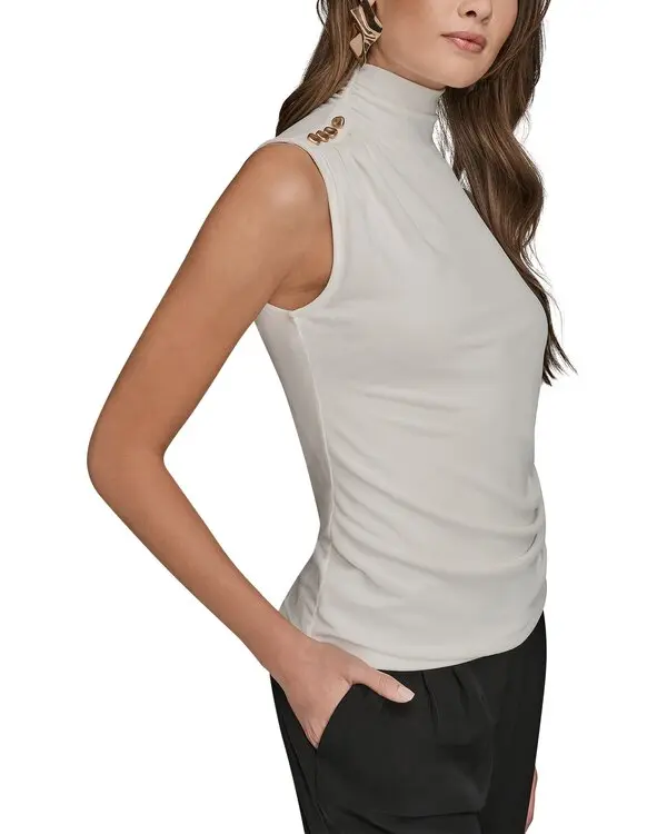 Donna Karan New York Draped Button Trim Top