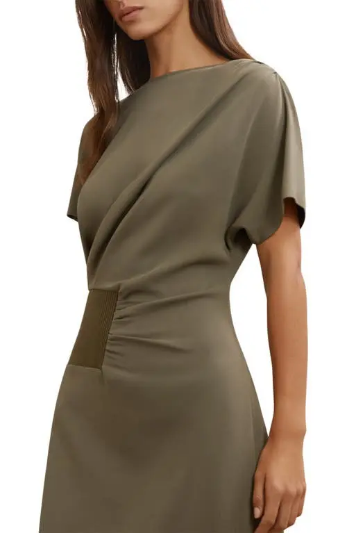 REISS Etta Rib Detail Drape Dress