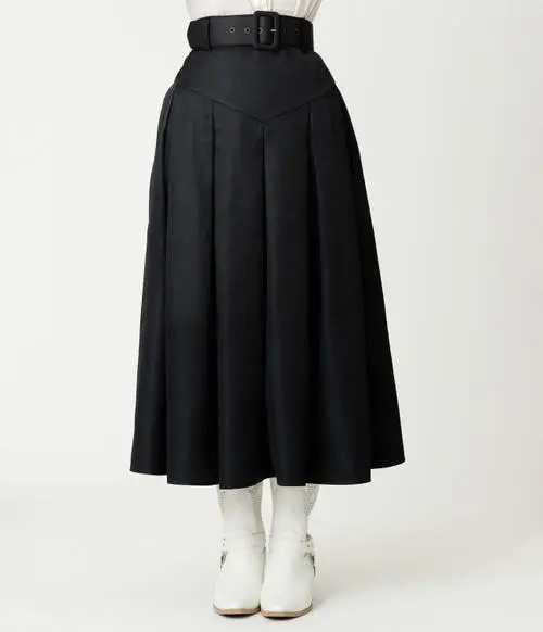 Unique Vintage Pleated Midi Skirt