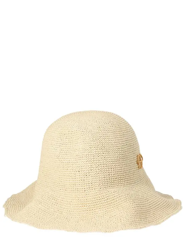 Ruslan Baginskiy Straw Hat With Embroidered Logo - Beige