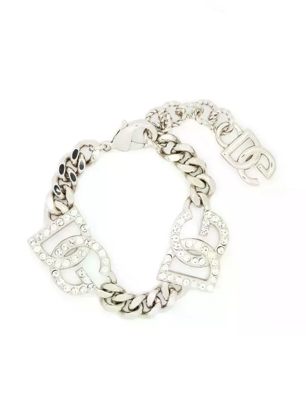 Dolce & Gabbana Crystal-embellished Chain Bracelet - Silver