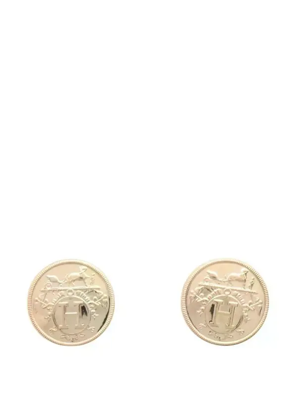 Hermès 18k Rose Gold Ex-libris Stud Earrings - Pink
