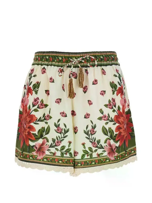Farm Rio Floral Drawstring Shorts - Neutrals