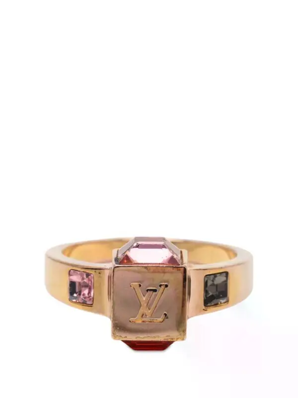 LOUIS VUITTON 2013 Plated Crystal Gamble Cocktail Ring - Gold