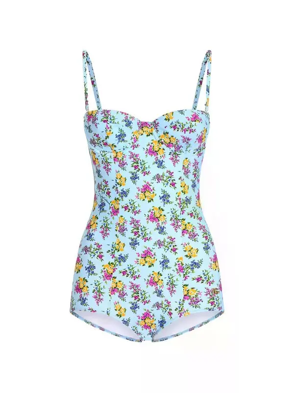 Dolce & Gabbana Floral-print Swimsuit - Blue