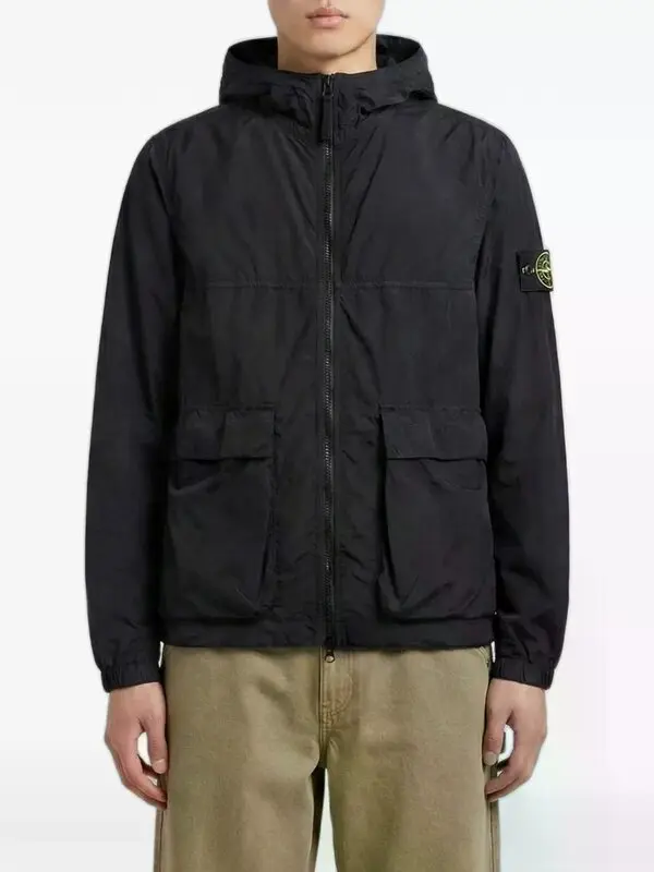 Stone Island 4100112 Nylon Smerigliato-tc Short Hooded Parka - Black