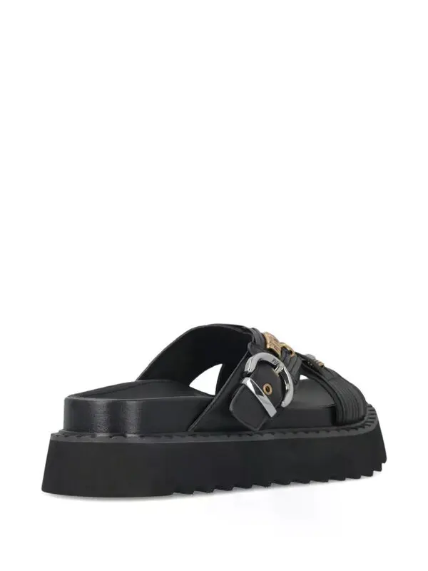 Pinko Woven Leather Sandals - Black