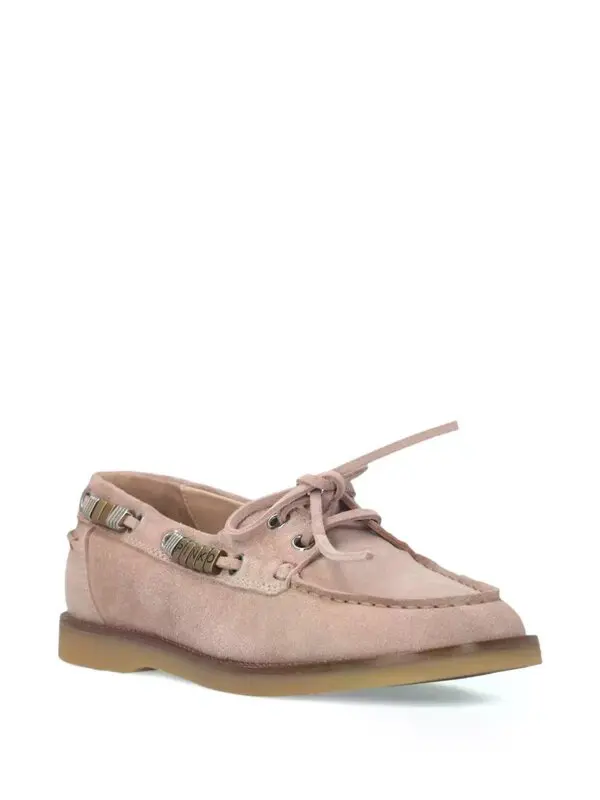 Pinko Suede Moccasins With Jewel Details - Pink