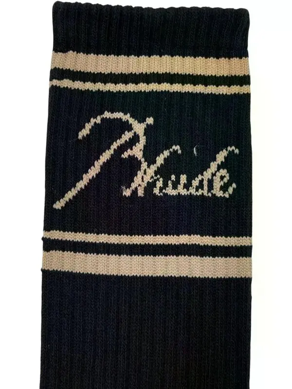 Rhude Logo Striped Socks - Black