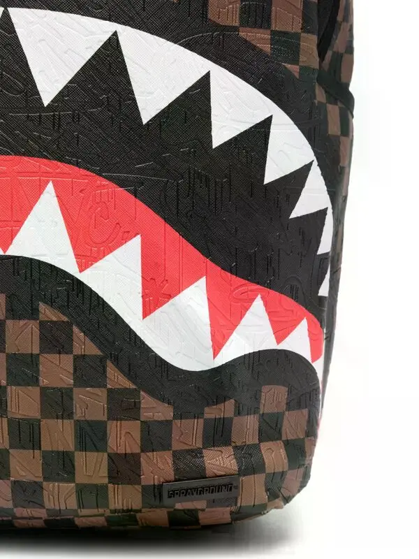 SPRAYGROUND Check-pattern Shark-print Backpack - Brown