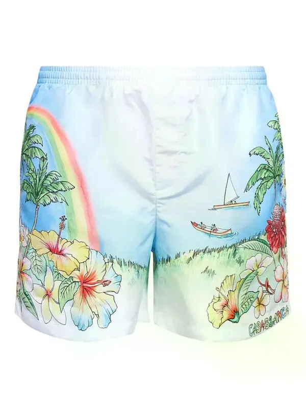 Casablanca Aloha Print Swim Shorts - Blue