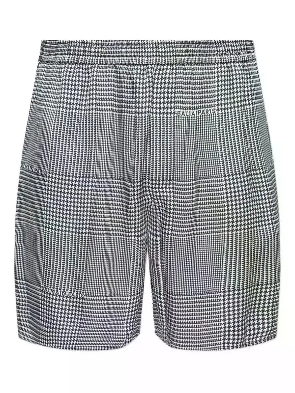 Balmain Houndstooth Elasticated Shorts - Grey