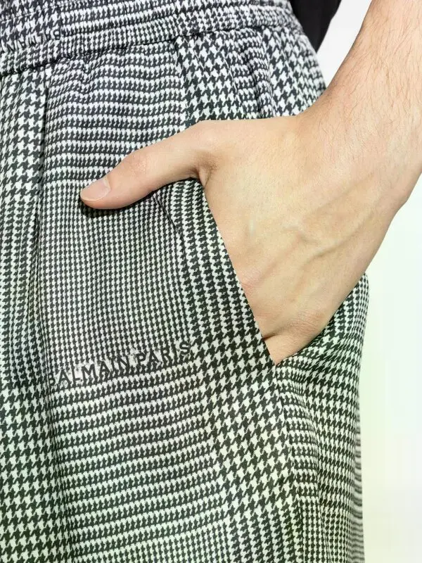 Balmain Houndstooth Elasticated Shorts - Grey