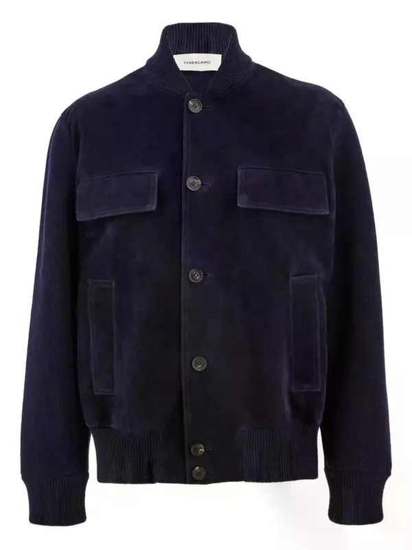 FERRAGAMO Long-sleeve Suede Bomber Jacket