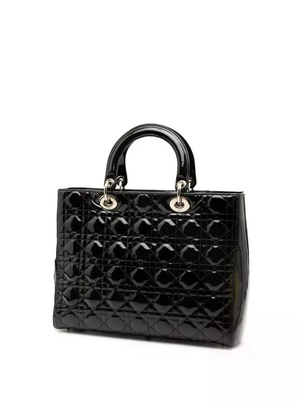 Dior 2011 Large Patent Cannage Lady Satchel - Black