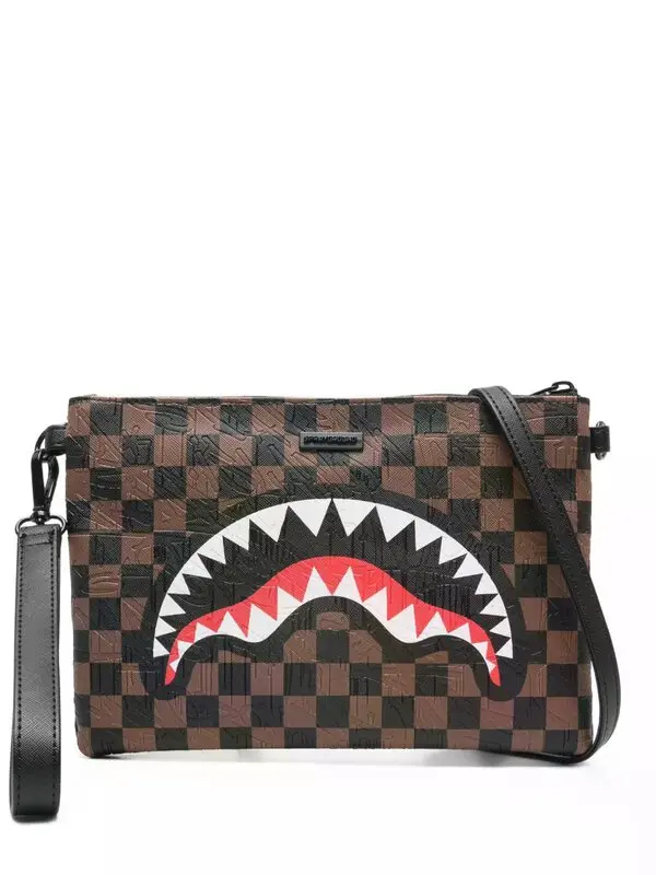 SPRAYGROUND Chessboard Shark Clutch - Brown