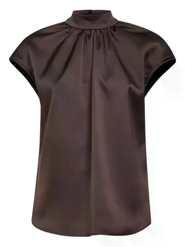BLANCA VITA Gathered-collar Top - Brown