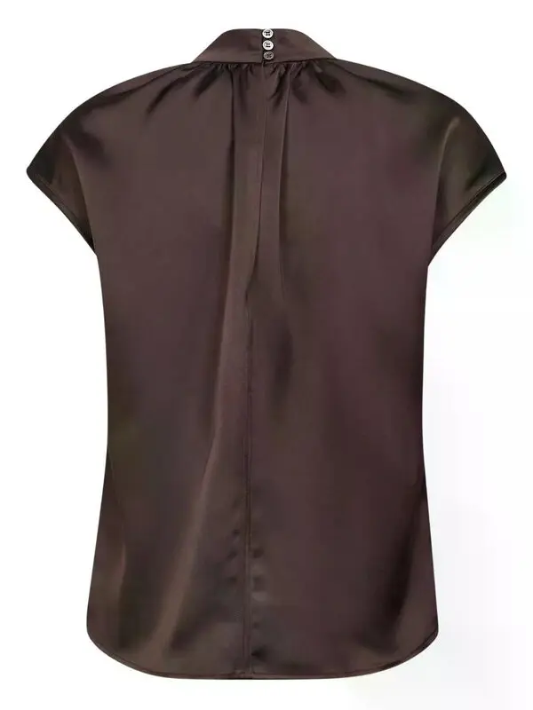 BLANCA VITA Gathered-collar Top - Brown