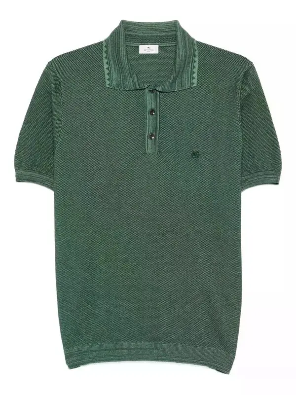 Etro Buttoned Pique Polo Shirt - Green
