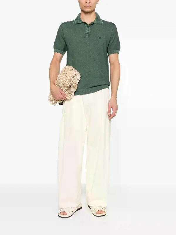 Etro Buttoned Pique Polo Shirt - Green