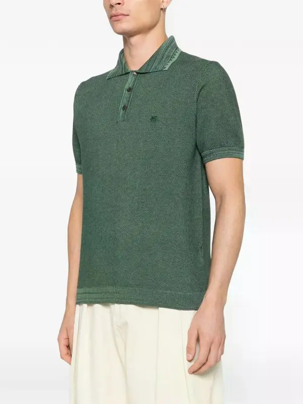 Etro Buttoned Pique Polo Shirt - Green